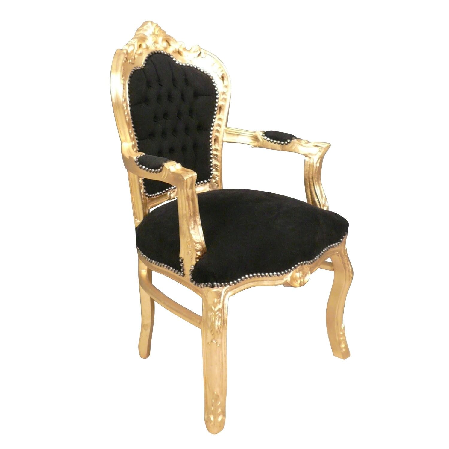 Fauteuil baroque noir et doré - Vente de meubles Baroques