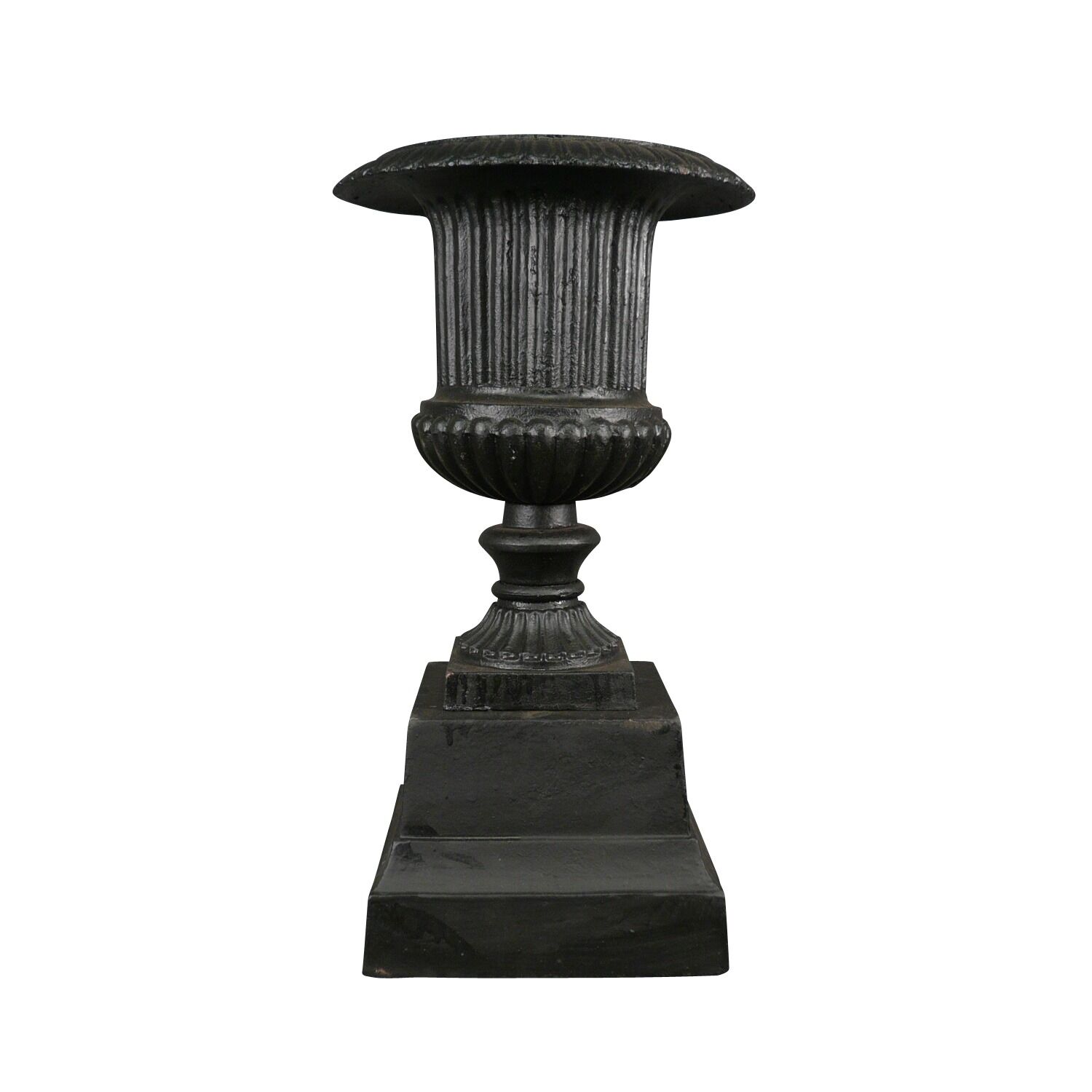 Vase Medicis en fonte sur socle - H: 53 cm - Vases Médicis